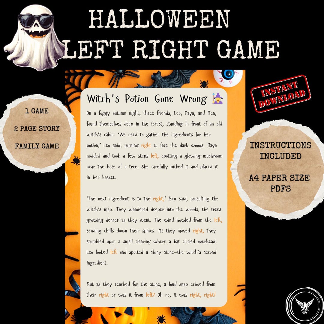 Halloween Left Right Game Printable Party Game Pass the Prize Fun Games ...