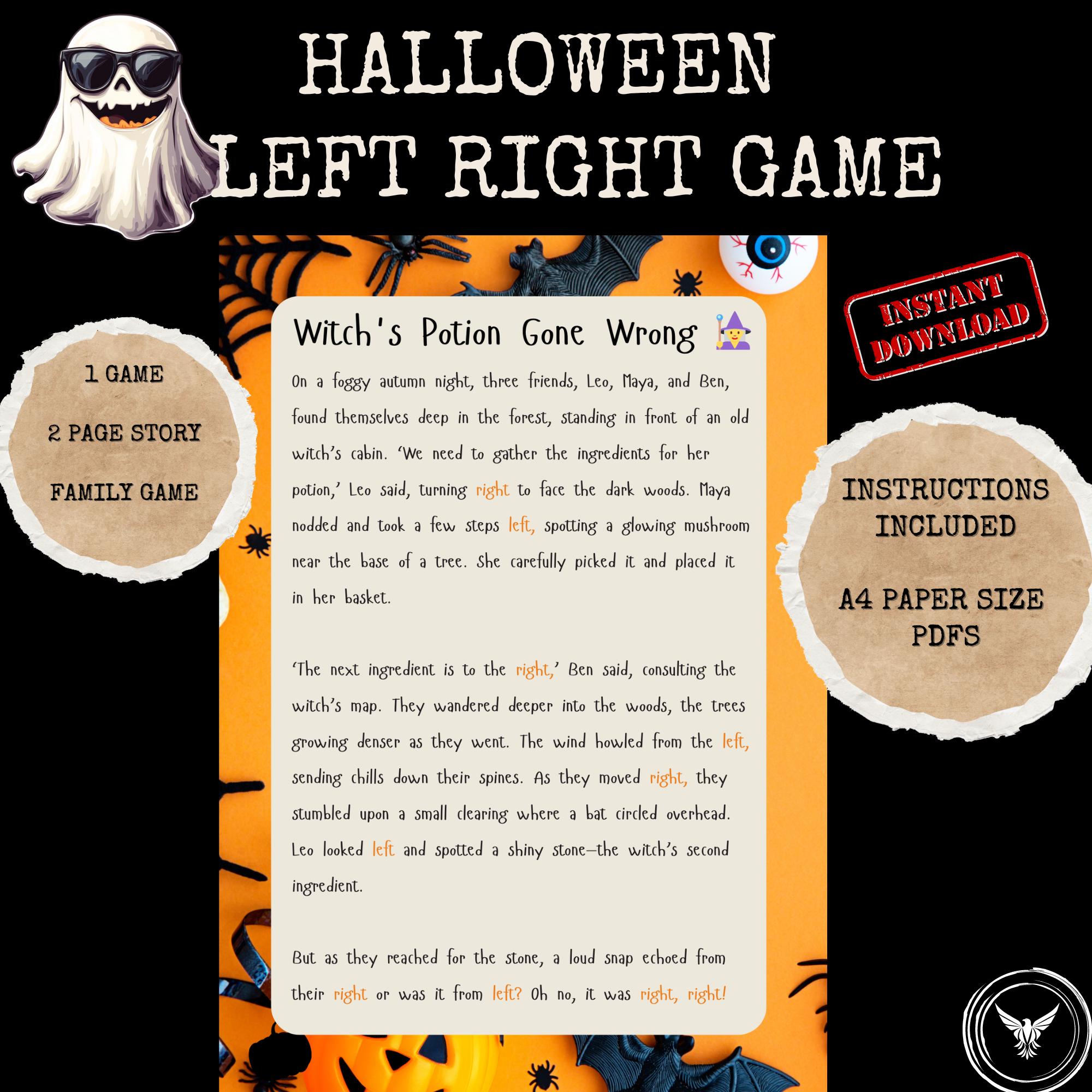 Halloween Left Right Game Printable Party Game Pass the Prize Fun Games ...