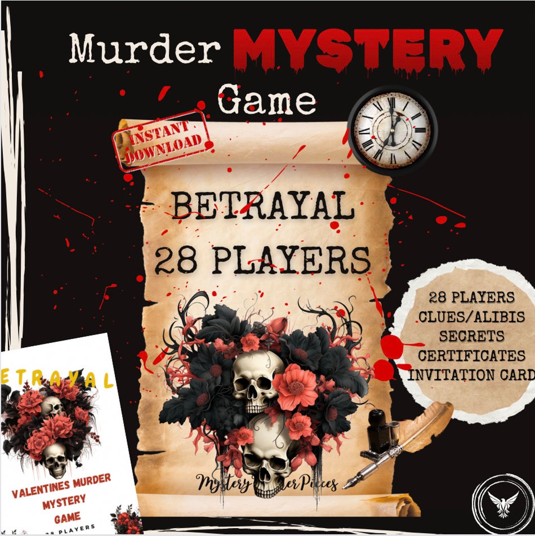 Murder Mystery Game Printable, Valentine's Day Party Game, Murder ...