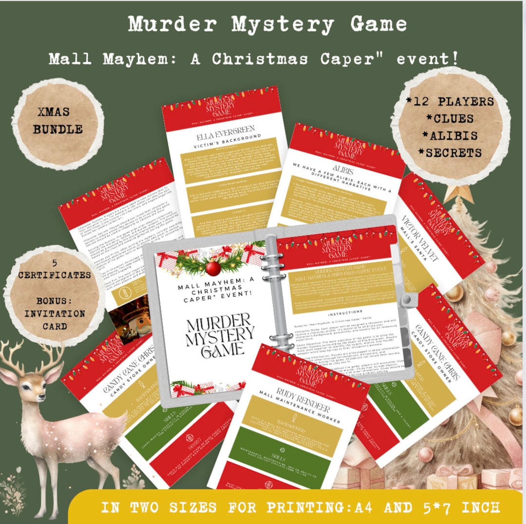 Murder Mystery Game: Christmas Theme Murder Game With Invites, Clues ...