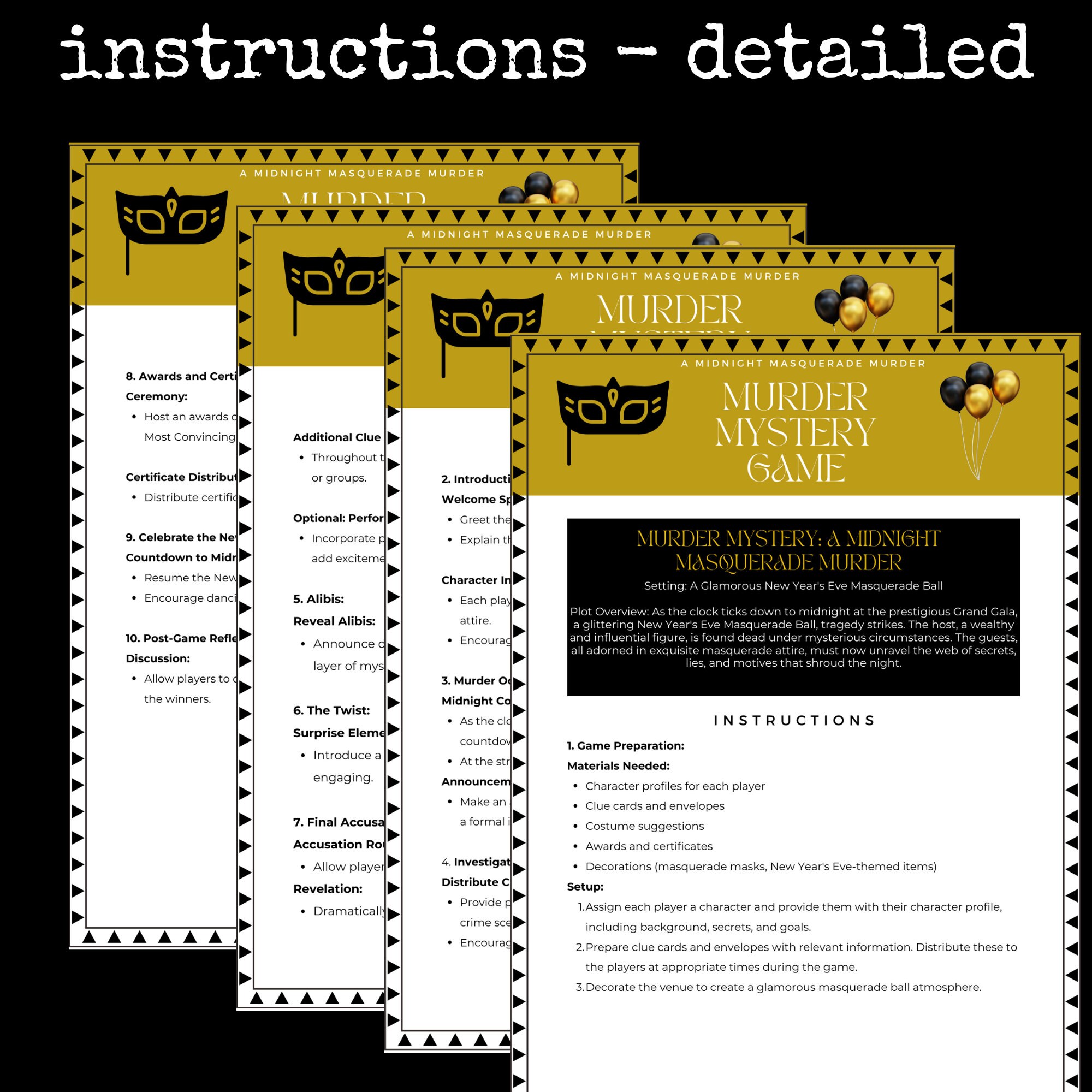 Murder Mystery Game Printable, New Year's Eve Murder Mystery Party Game ...