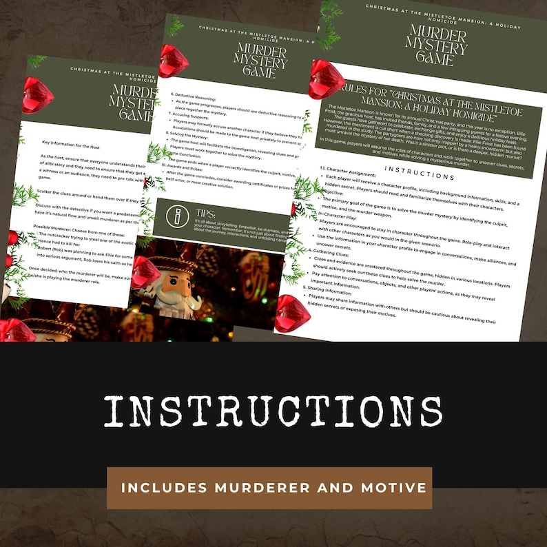 Murder Mystery Game Printable: Christmas Theme Murder Game With Invite ...