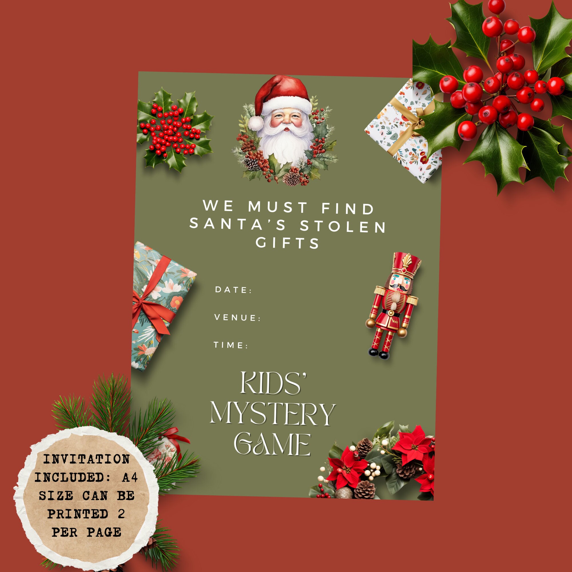 Mystery Game Printable: Kids' Christmas Game Mystery Puzzle Game With ...