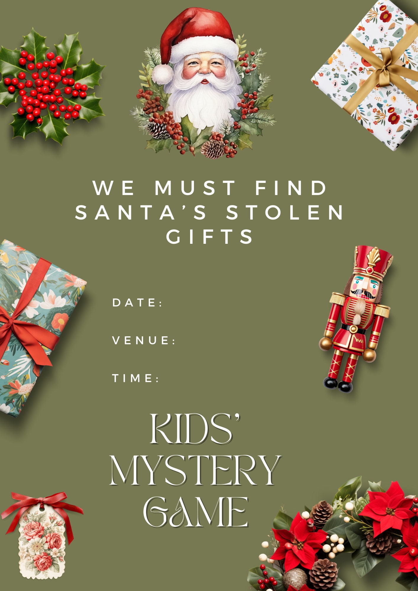 Mystery Game Printable: Kids' Christmas Game Mystery Puzzle Game With ...