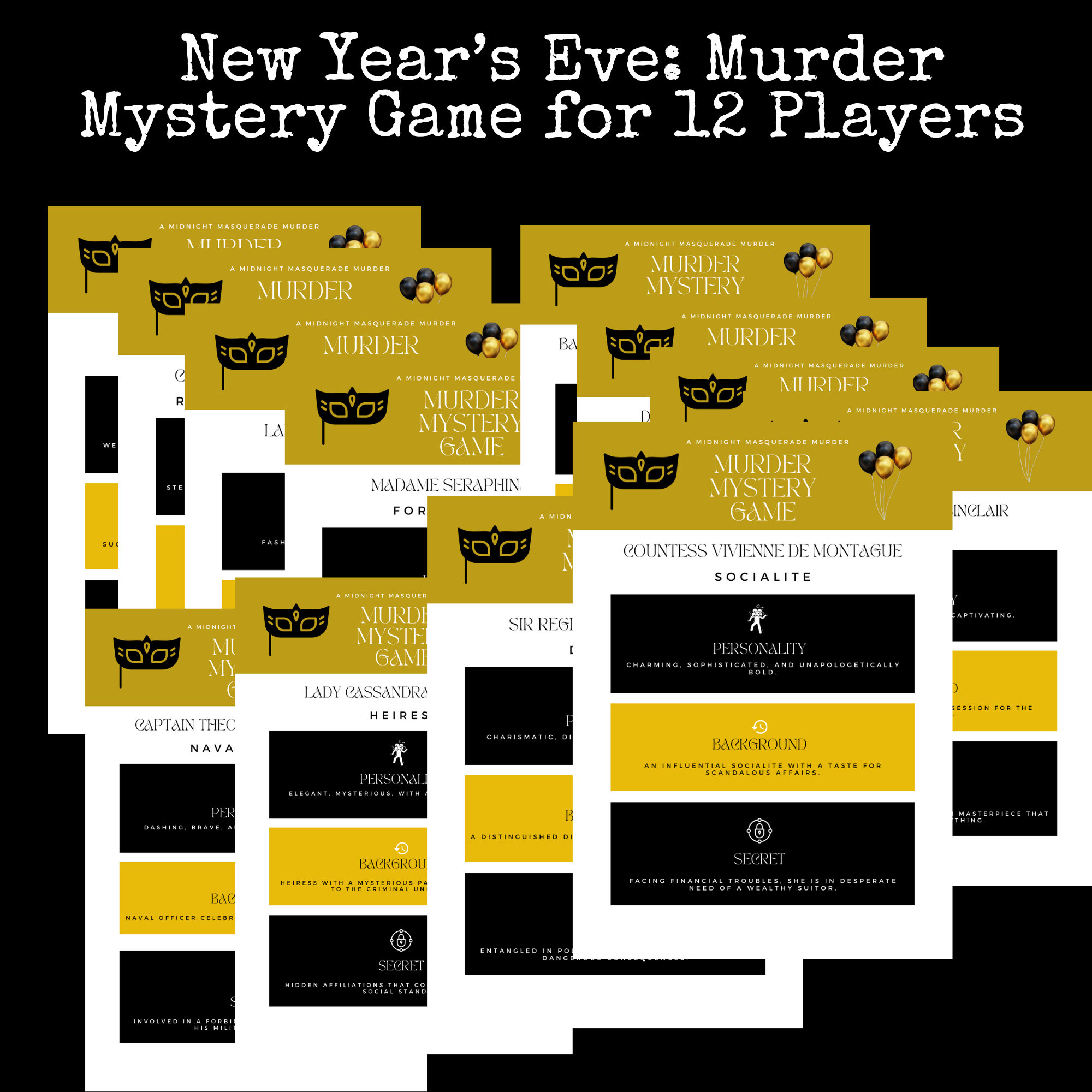 Murder Mystery Game Printable, New Year's Eve Murder Mystery Party Game ...