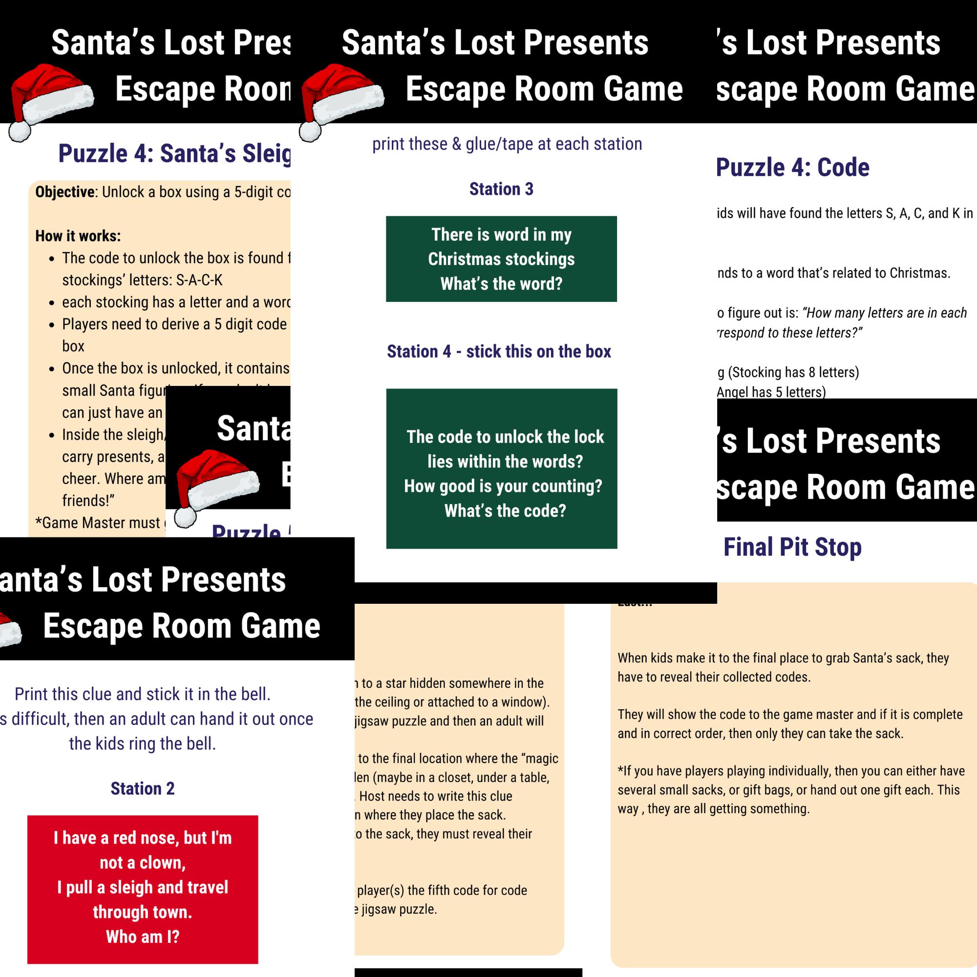 Christmas Escape Room for Kids- Kids Escape Room Game - Printable ...