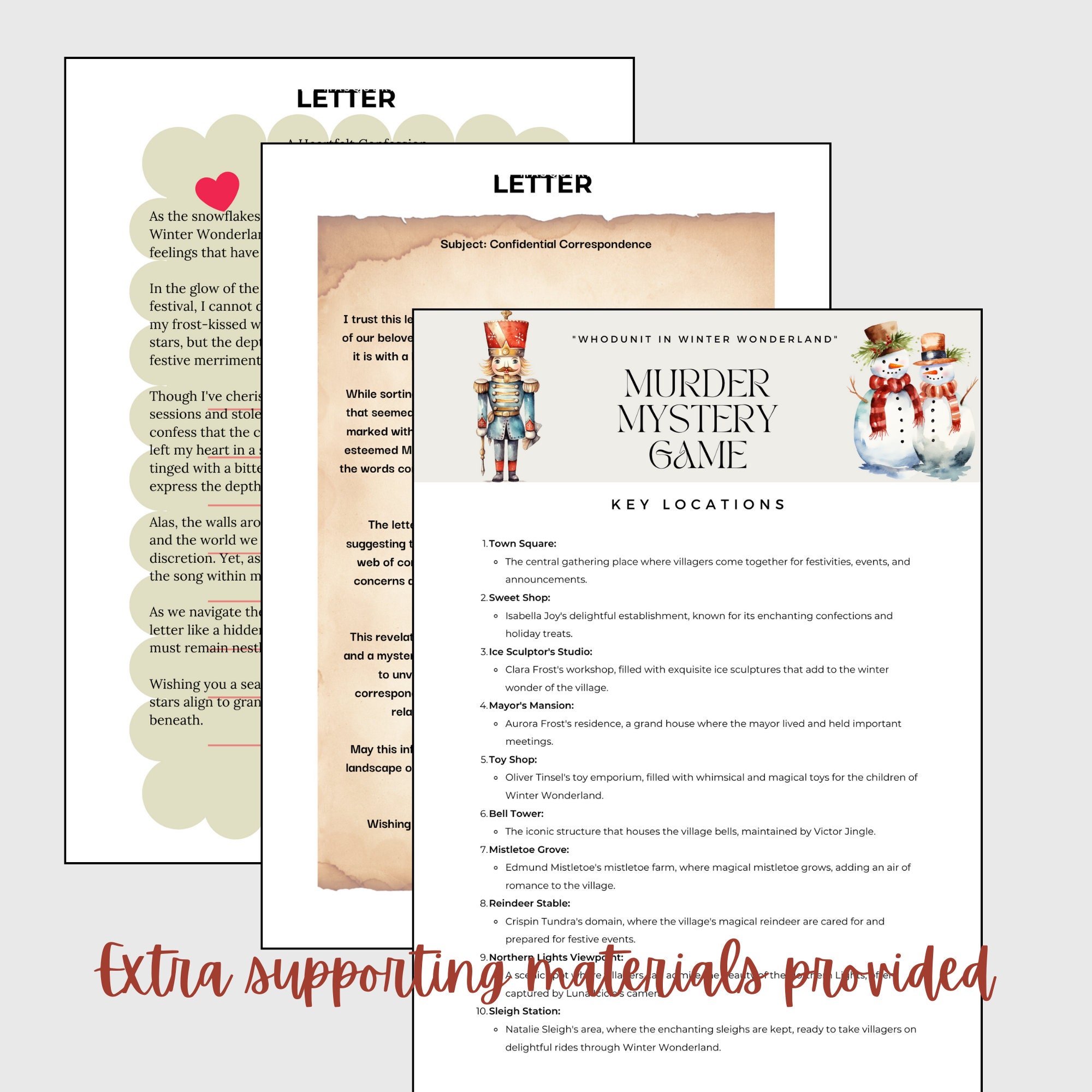Murder Mystery Game Printable Christmas Winter Wonderland: Who Killed ...