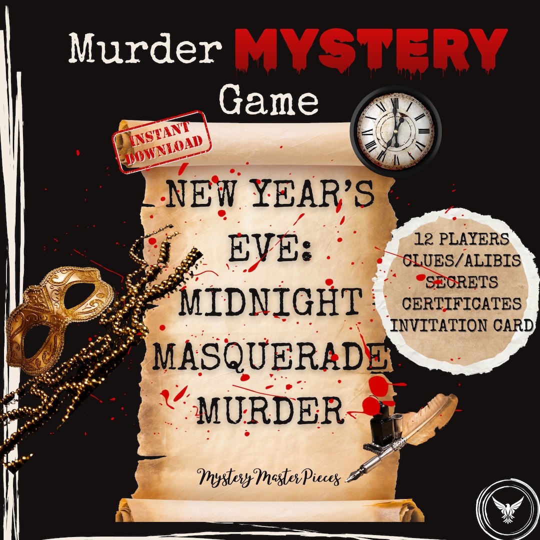 Murder Mystery Game Printable, New Year's Eve Murder Mystery Party Game ...