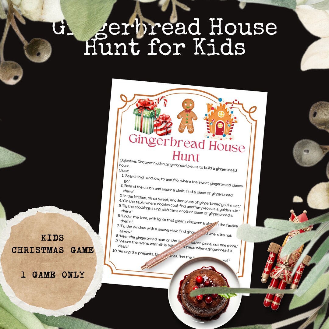 Gingerbread House Hunt Game for Kids: Christmas Scavenger Hunt Mystery ...