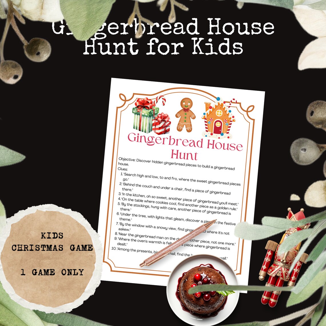 Gingerbread House Hunt Game for Kids: Christmas Scavenger Hunt Mystery ...
