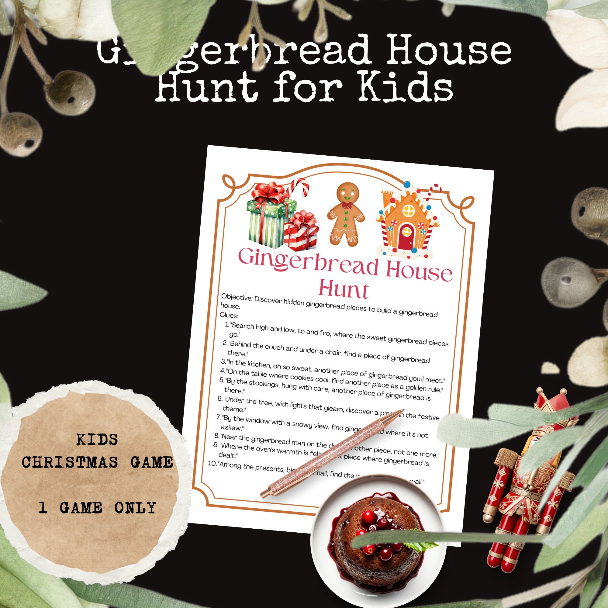 Gingerbread House Hunt Game for Kids: Christmas Scavenger Hunt Mystery ...