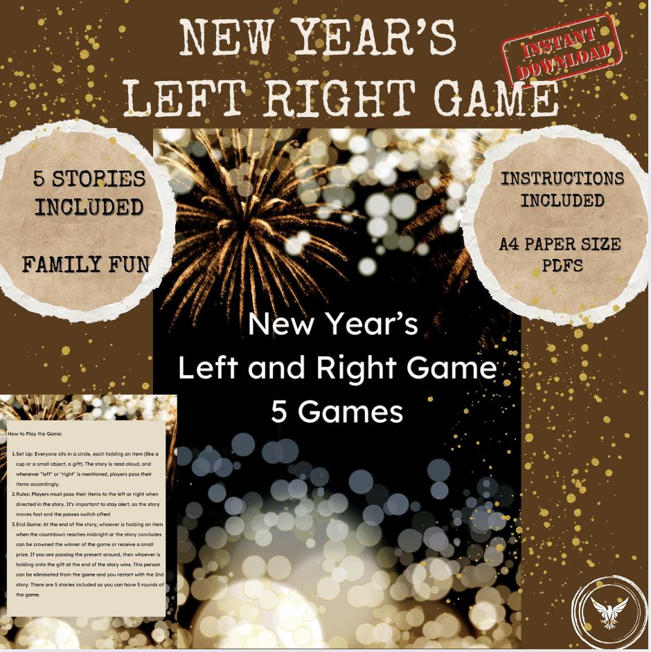 New Year Left Right Game - Printable NYE Activity - Gift Exchange Game ...