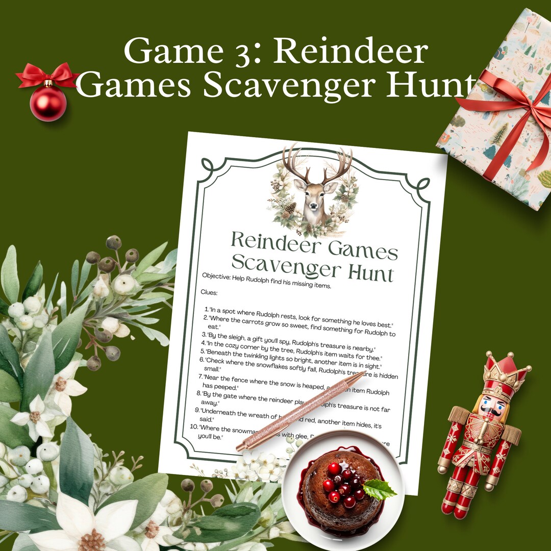 Reindeer Game Scavenger Hunt for Kids: Christmas Scavenger - Etsy