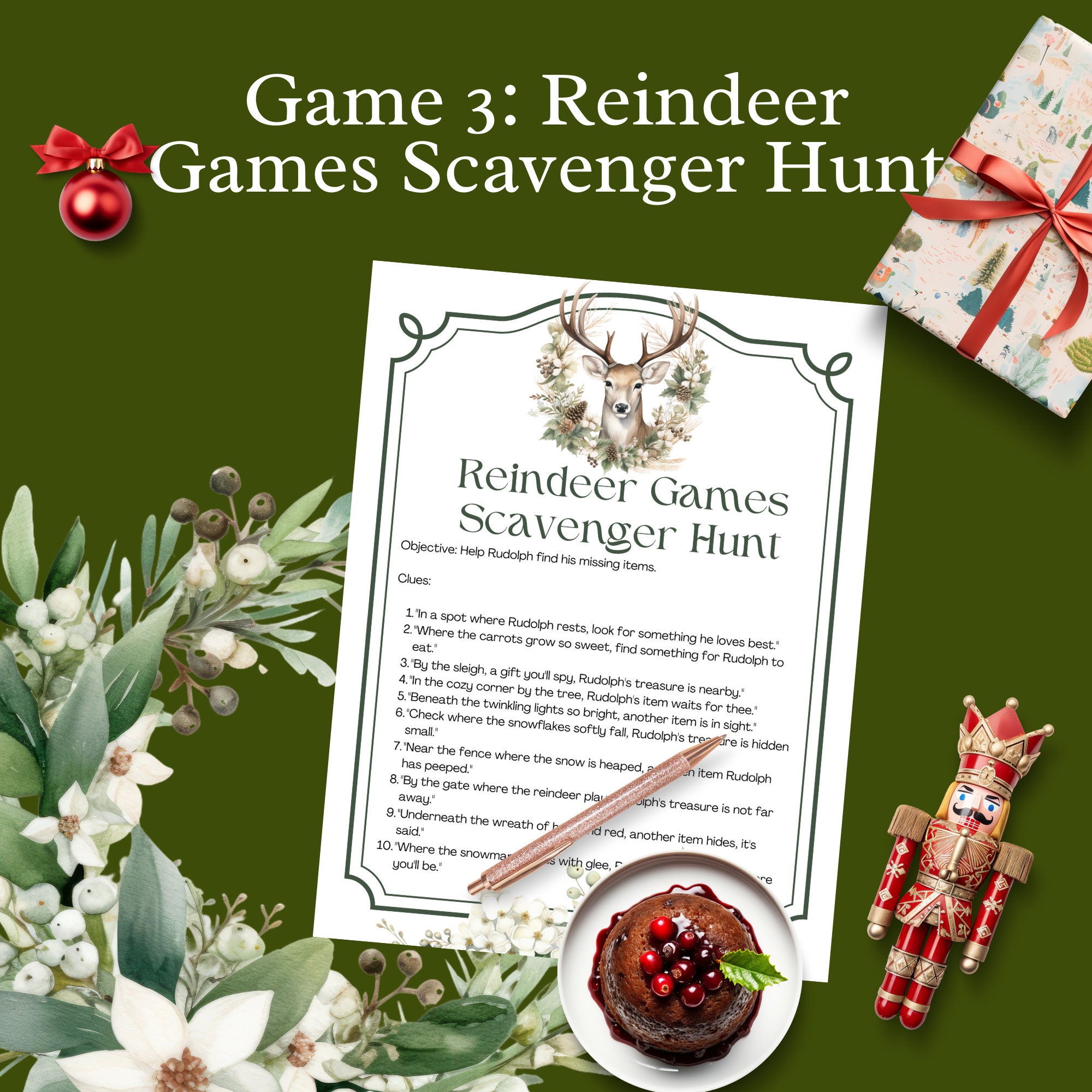 Reindeer Game Scavenger Hunt for Kids: Christmas Scavenger - Etsy