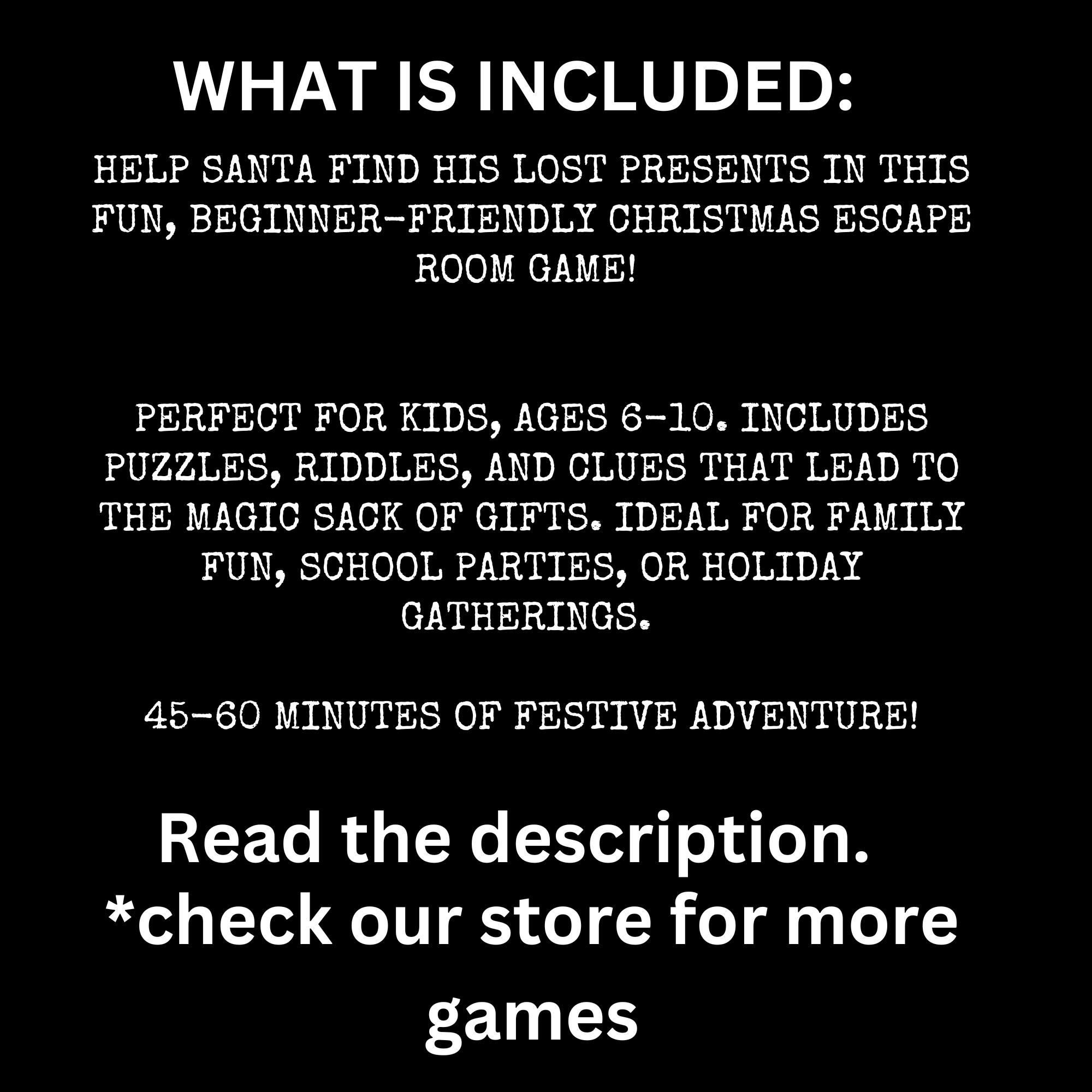 Christmas Escape Room for Kids- Kids Escape Room Game - Printable ...