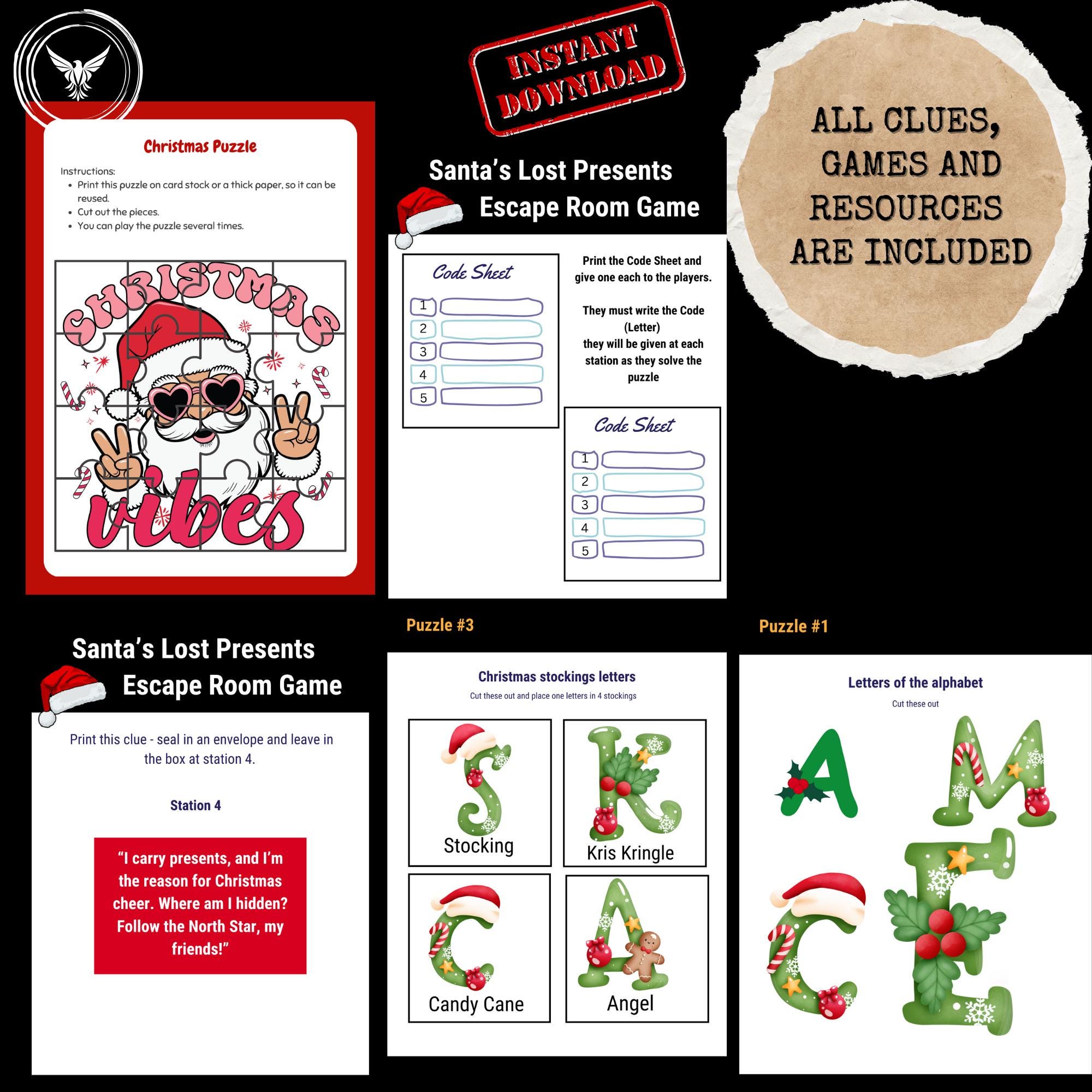 Christmas Escape Room for Kids- Kids Escape Room Game - Printable ...
