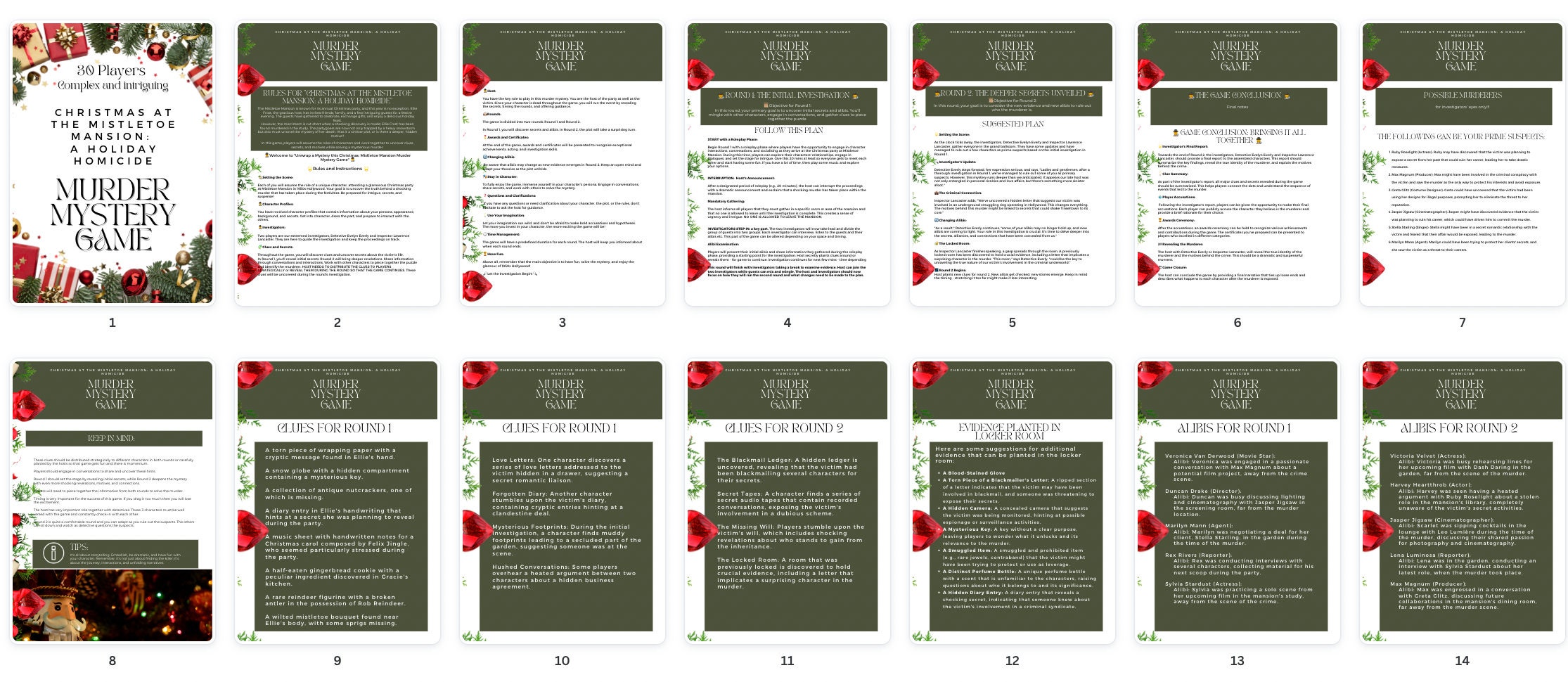 Murder Mystery Game Printable 25-30 Players : Christmas Theme Game With ...
