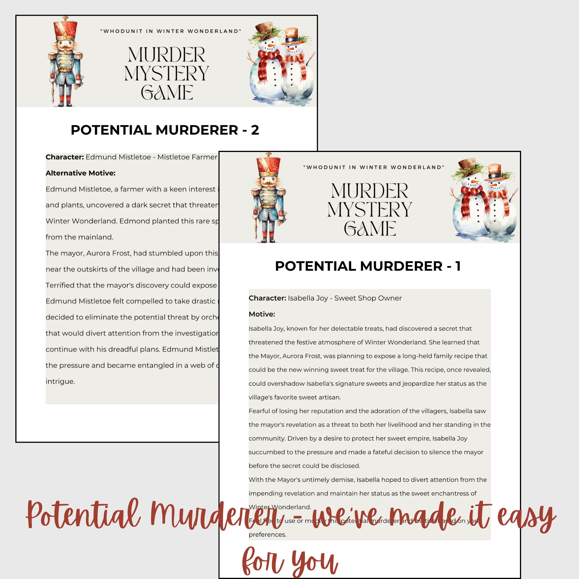 Murder Mystery Game Printable Christmas Winter Wonderland: Who Killed ...