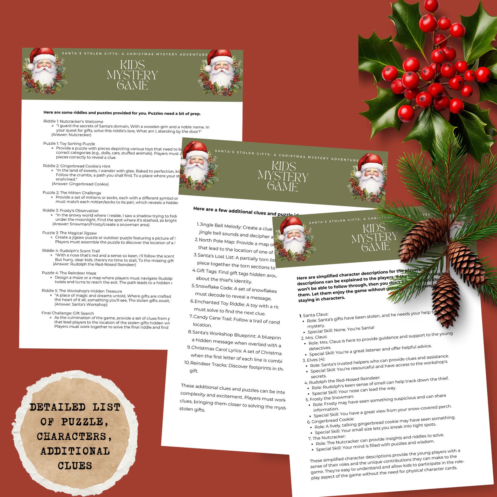 Mystery Game Printable: Kids' Christmas Game Mystery Puzzle Game With ...