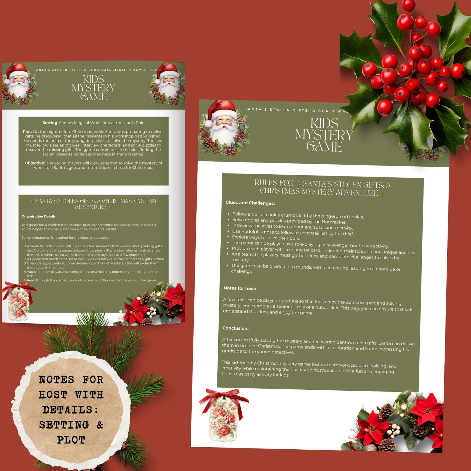 Mystery Game Printable: Kids' Christmas Game Mystery Puzzle Game With ...