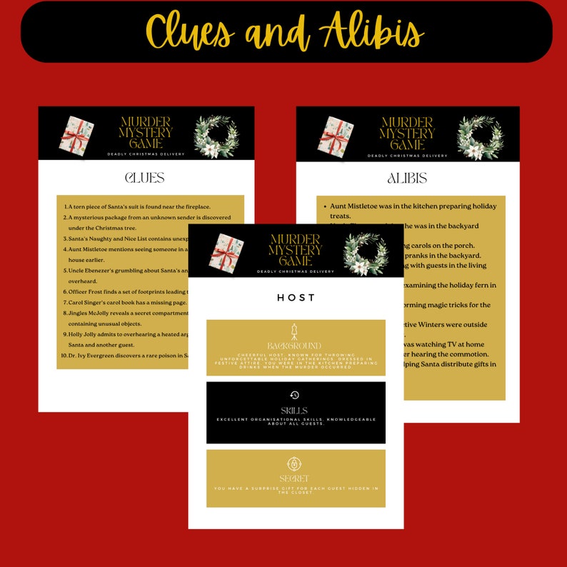 Murder Mystery Game Printable Murder Mystery Game for 12 Players: Santa ...