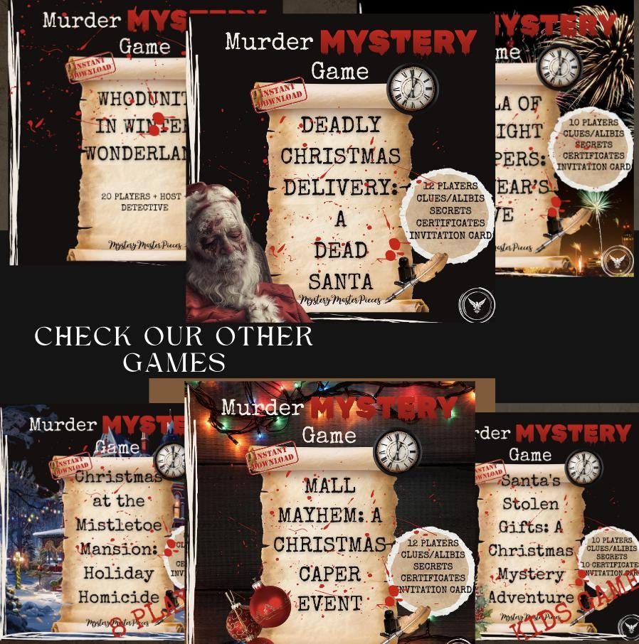 Murder Mystery Game Printable: Christmas Theme Murder Game With Invite ...