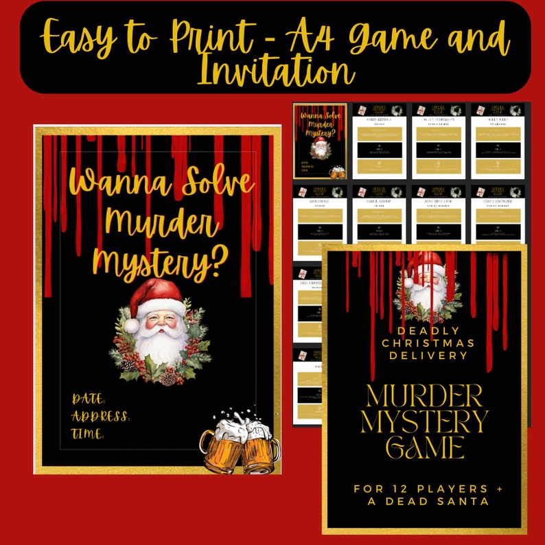 Murder Mystery Game Printable Murder Mystery Game for 12 Players: Santa ...