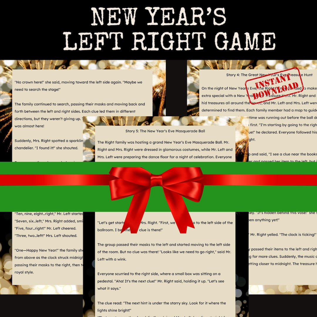 New Year Left Right Game - Printable NYE Activity - Gift Exchange Game ...
