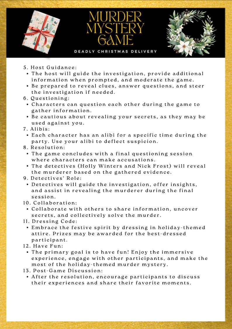 Murder Mystery Game Printable Murder Mystery Game for 12 Players: Santa ...