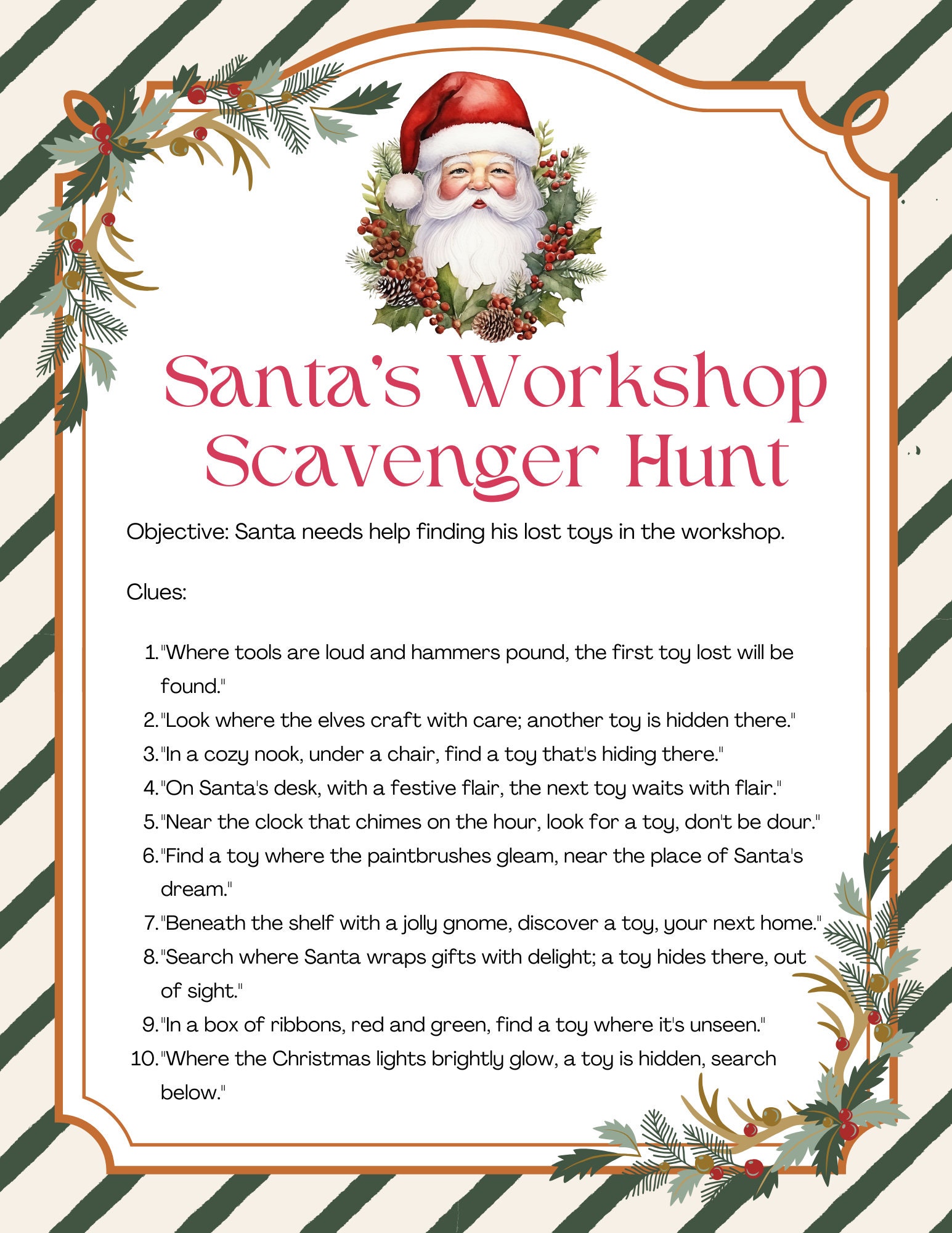 Santa's Workshop Scavenger Hunt Game for Kids: Christmas Scavenger Hunt ...