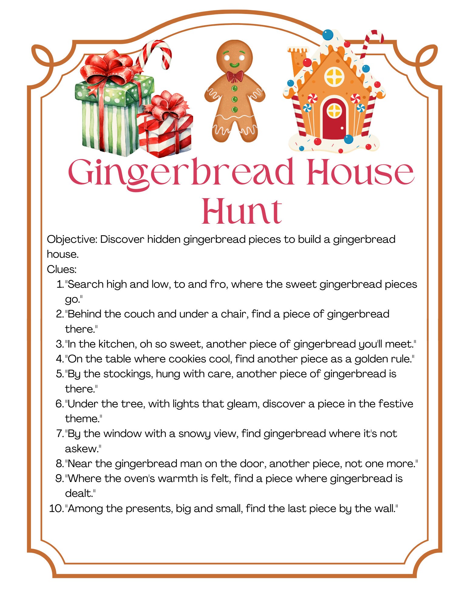 Gingerbread House Hunt Game for Kids: Christmas Scavenger Hunt Mystery ...