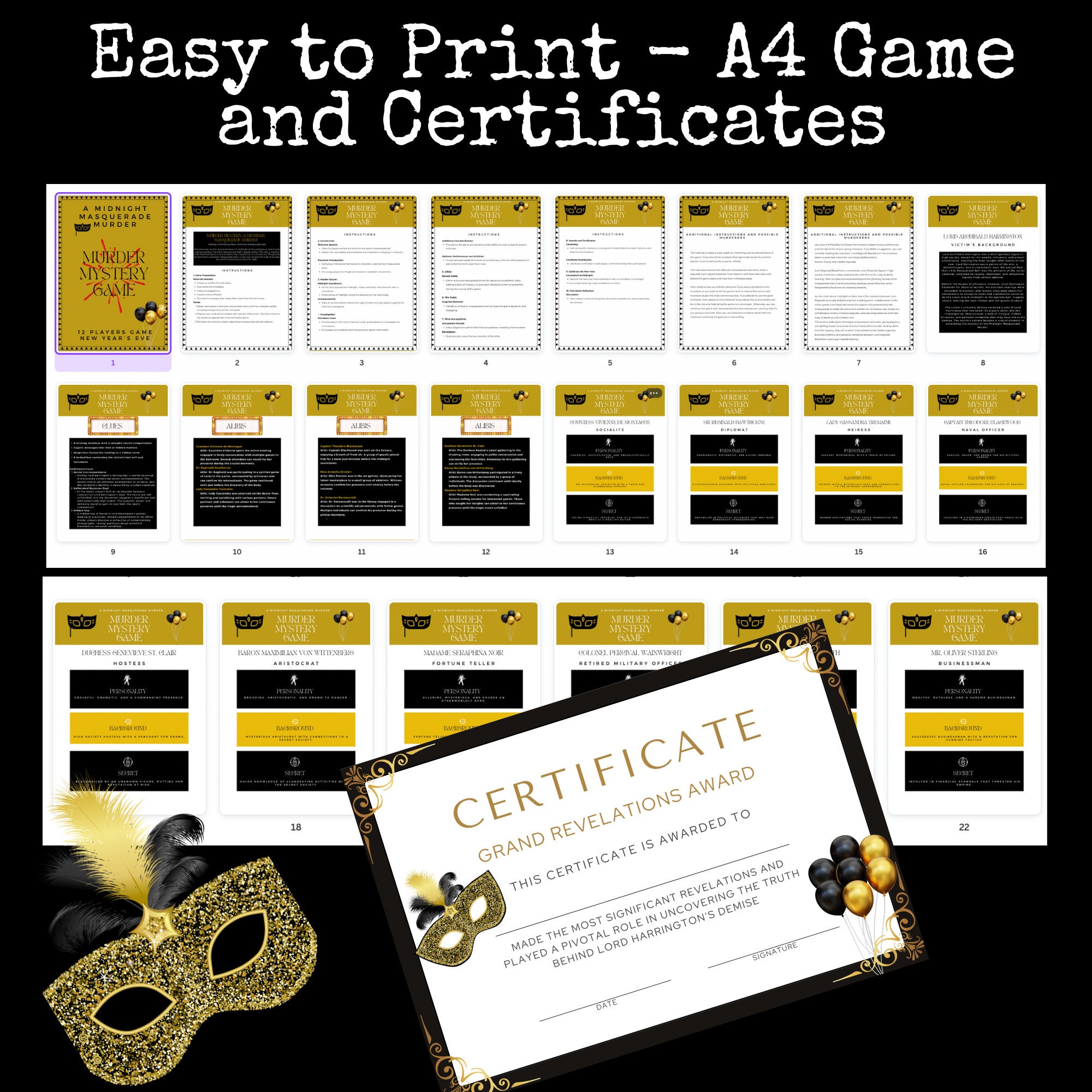 Murder Mystery Game Printable, New Year's Eve Murder Mystery Party Game ...