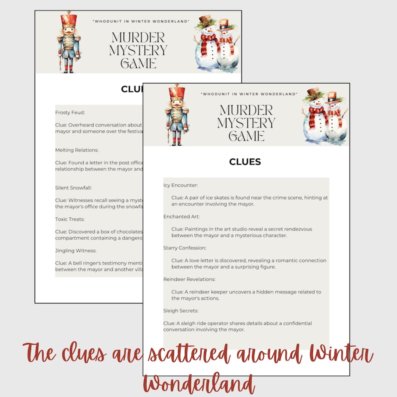 Murder Mystery Game Printable Christmas Winter Wonderland: Who Killed ...