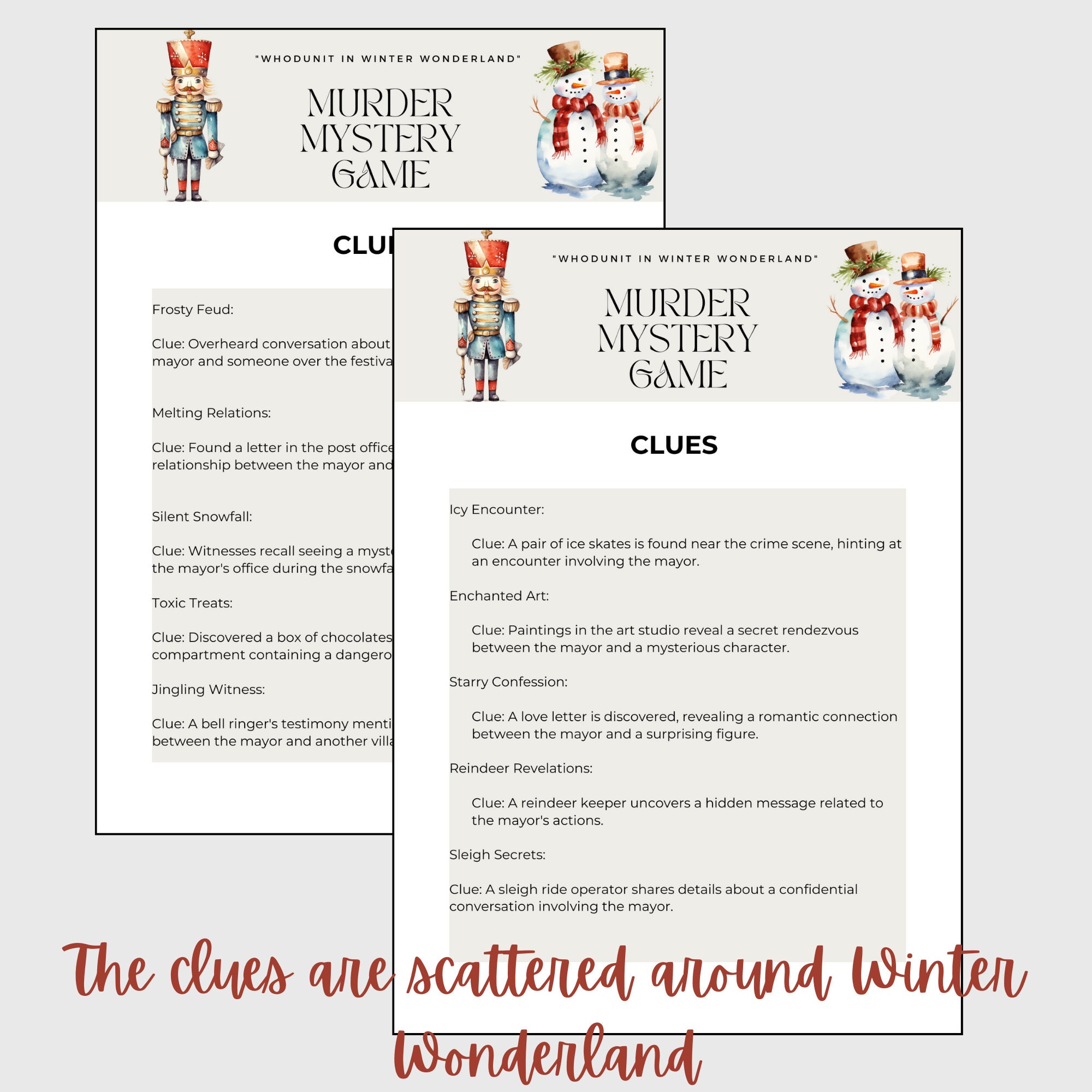 Murder Mystery Game Printable Christmas Winter Wonderland: Who Killed ...