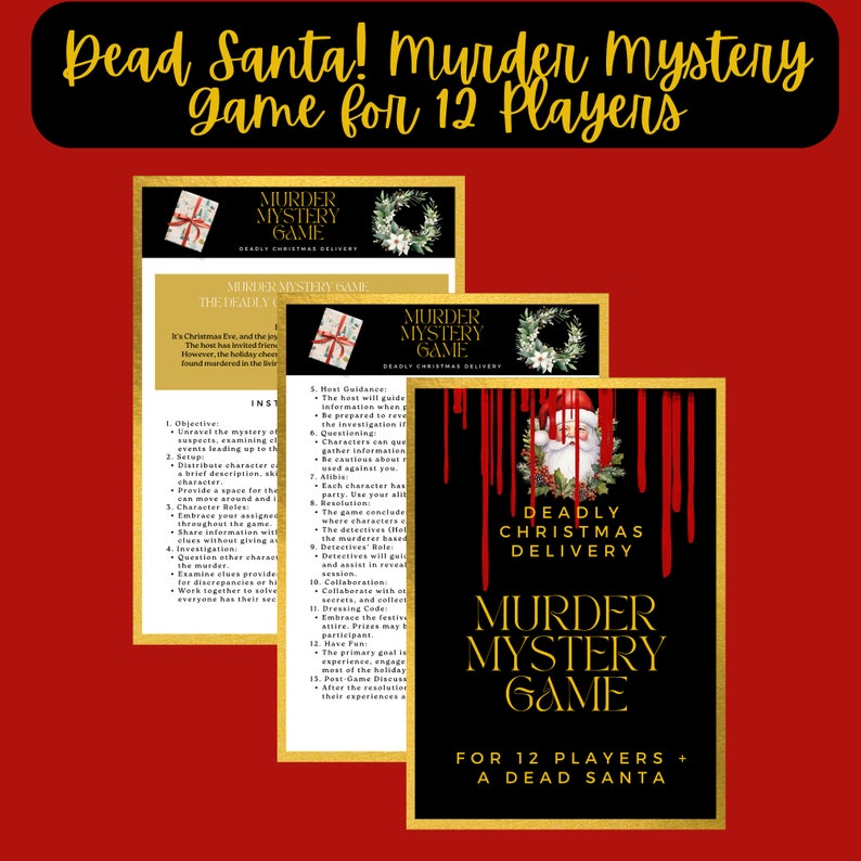 Murder Mystery Game Printable Murder Mystery Game for 12 Players: Santa ...
