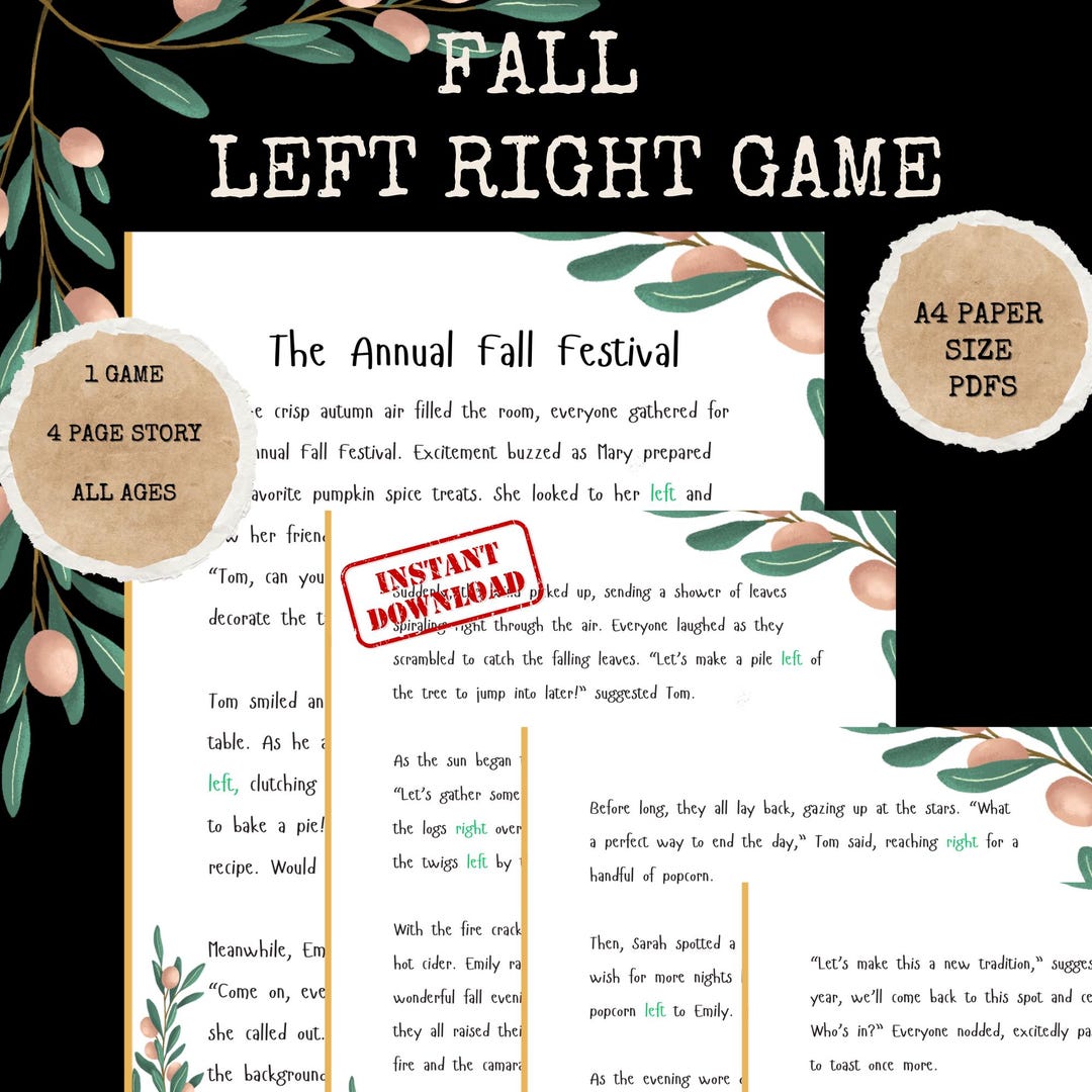Fall Left Right Game-printable thanksgiving Party Game-pass the Prize ...