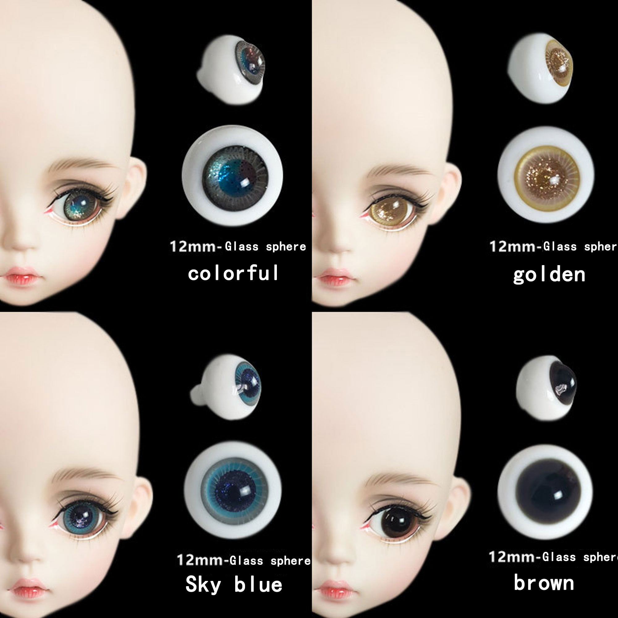 Bjd Doll Glass Eyes 12mm Glass Eyes 7 Colors Eyes Handmade 6 Points Bjd Doll Glass Eyes