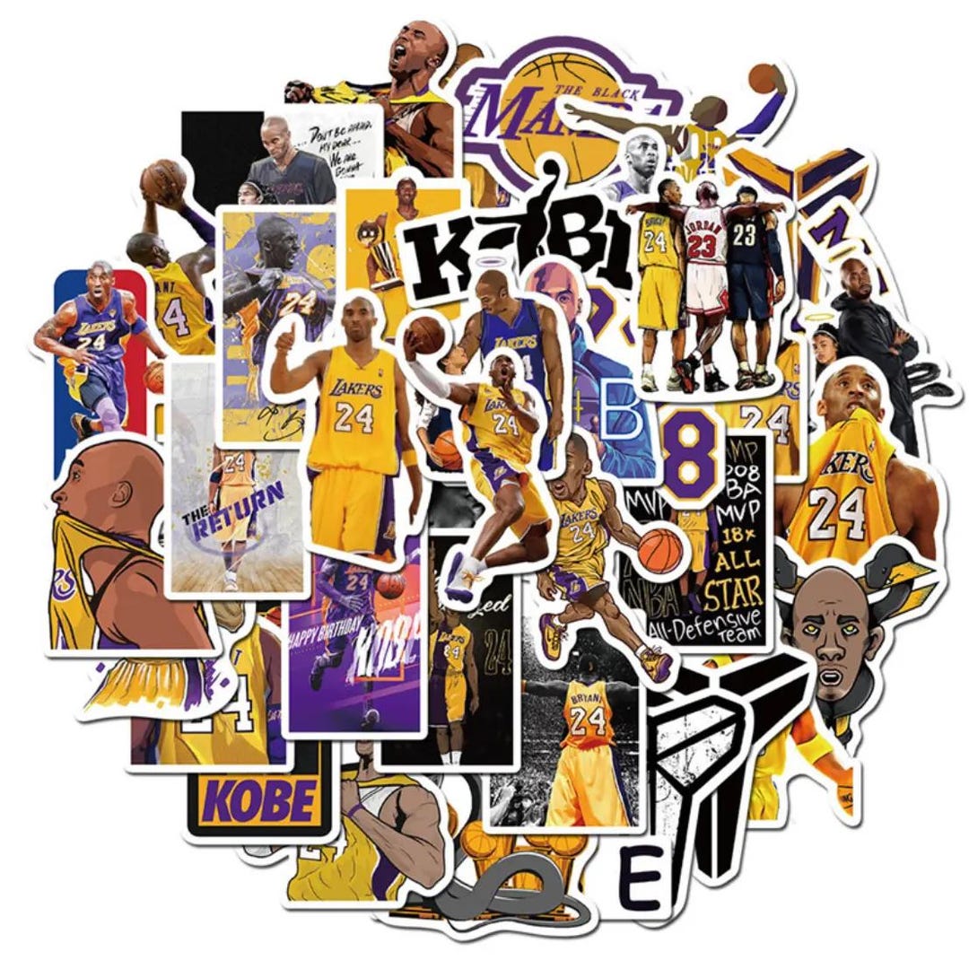 50pcs Kobe Bryant NBA Sticker Pack Laptop, Phone, Journal, Diary ...