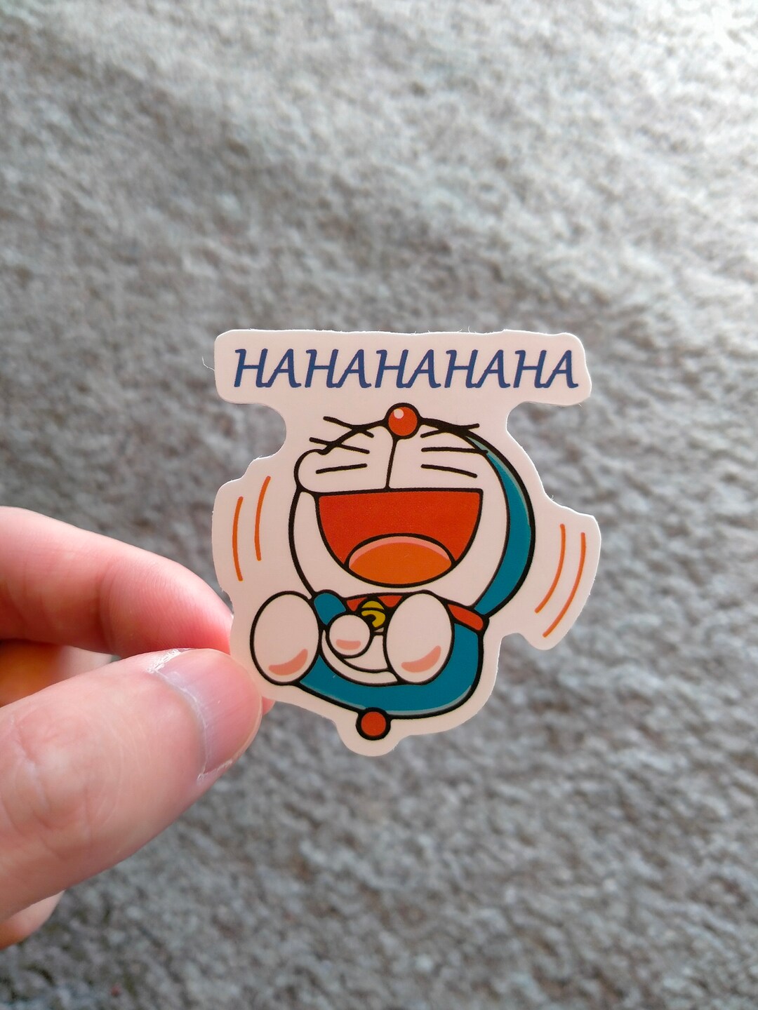 Doraemon Laugh Meme Sticker Laptop, Water Bottle, Journal, Diary ...