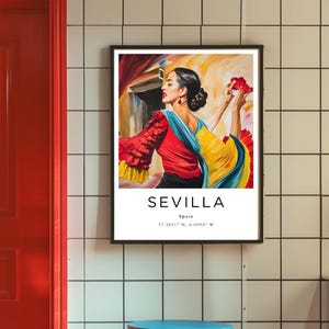Sevilla Print, Andalusia, Retro Print, Home Decor, Housewarming Gift ...