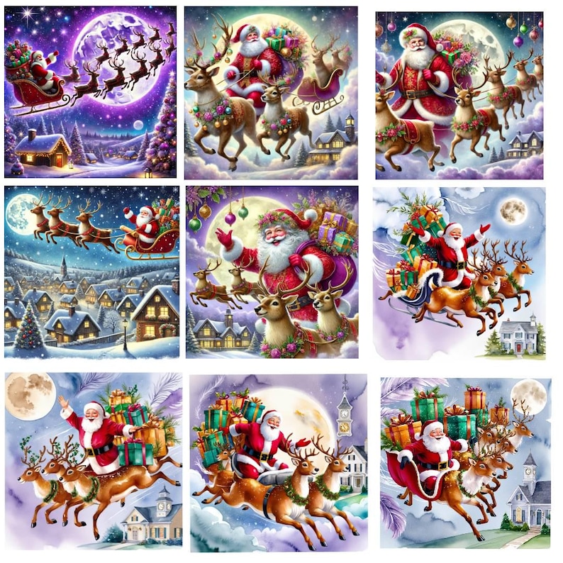 Santa Claus Clipart Bundle,santa Claus Png ,santa Clipart Set of 9 ...