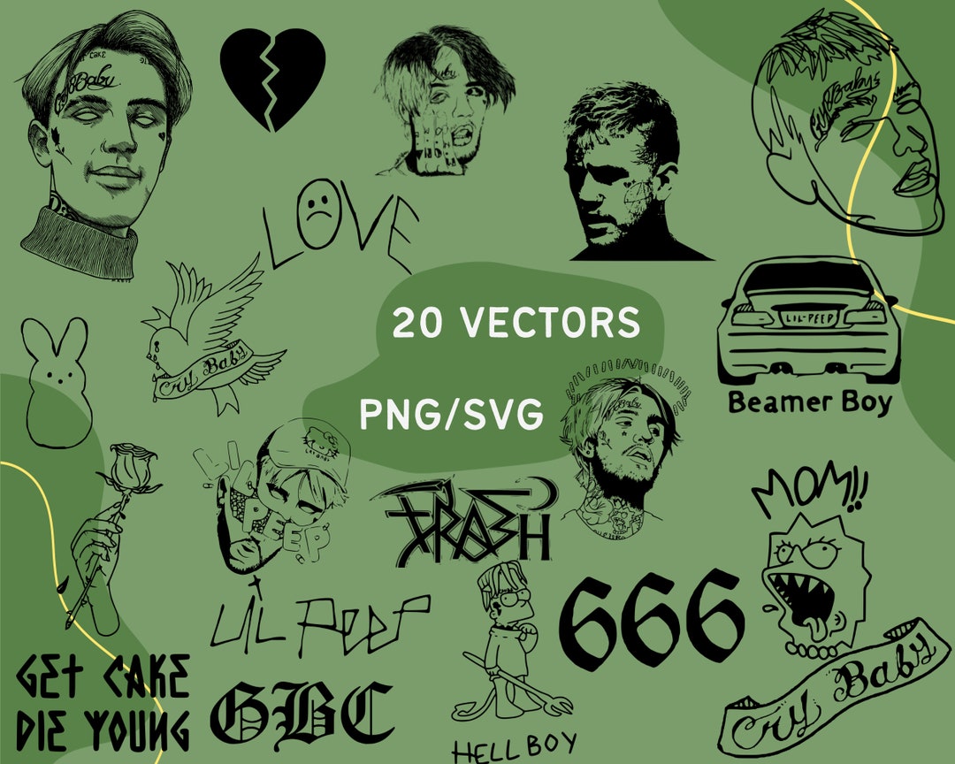 Lil Peep SVG Bundle, Lil Peep Vector Pack, SVG, PNG, Lil Peep Clip Art ...