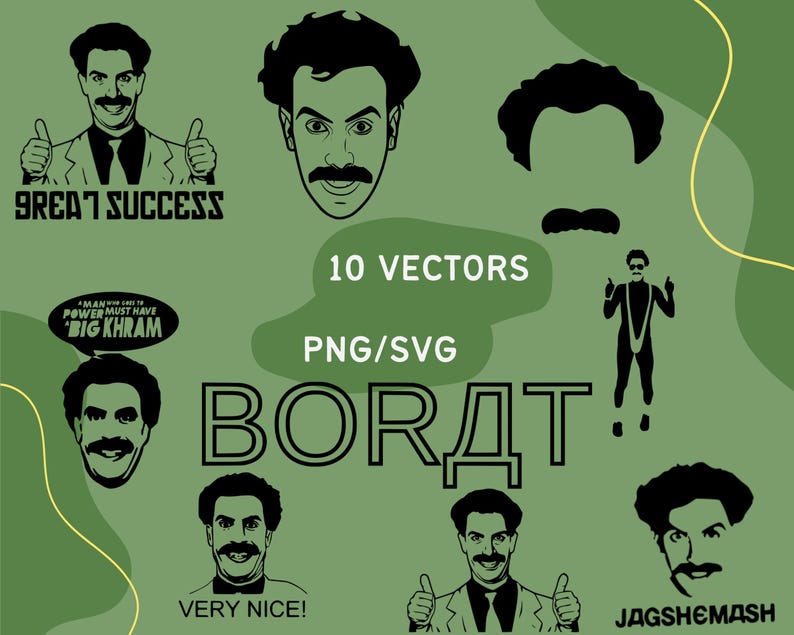 Borat SVG Bundle, Borat Vector Pack, SVG, PNG, Borat's Clip Art, Cut ...