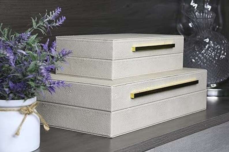Modern Decorative Box Faux Shagreen Leather, Decorative Storage Boxes ...