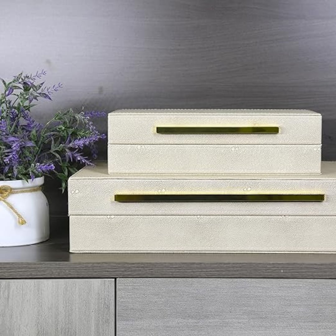 Modern Decorative Box Faux Shagreen Leather, Decorative Storage Boxes ...