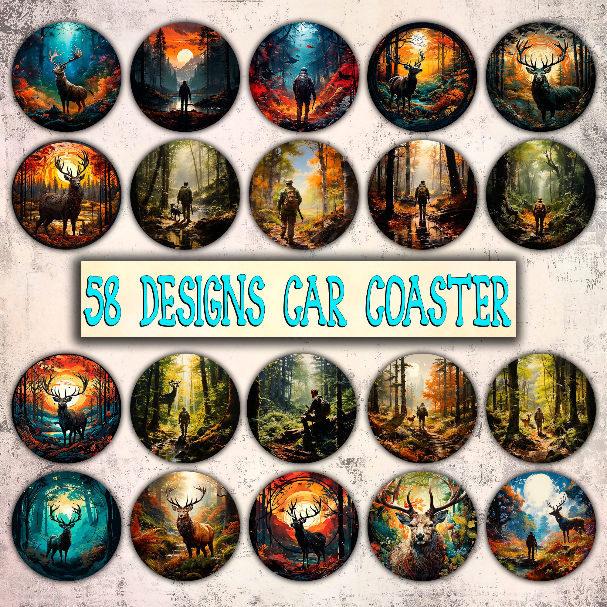 Car Coaster Sublimation Designs, Car Coaster Png, Hunting Car Coaster ...