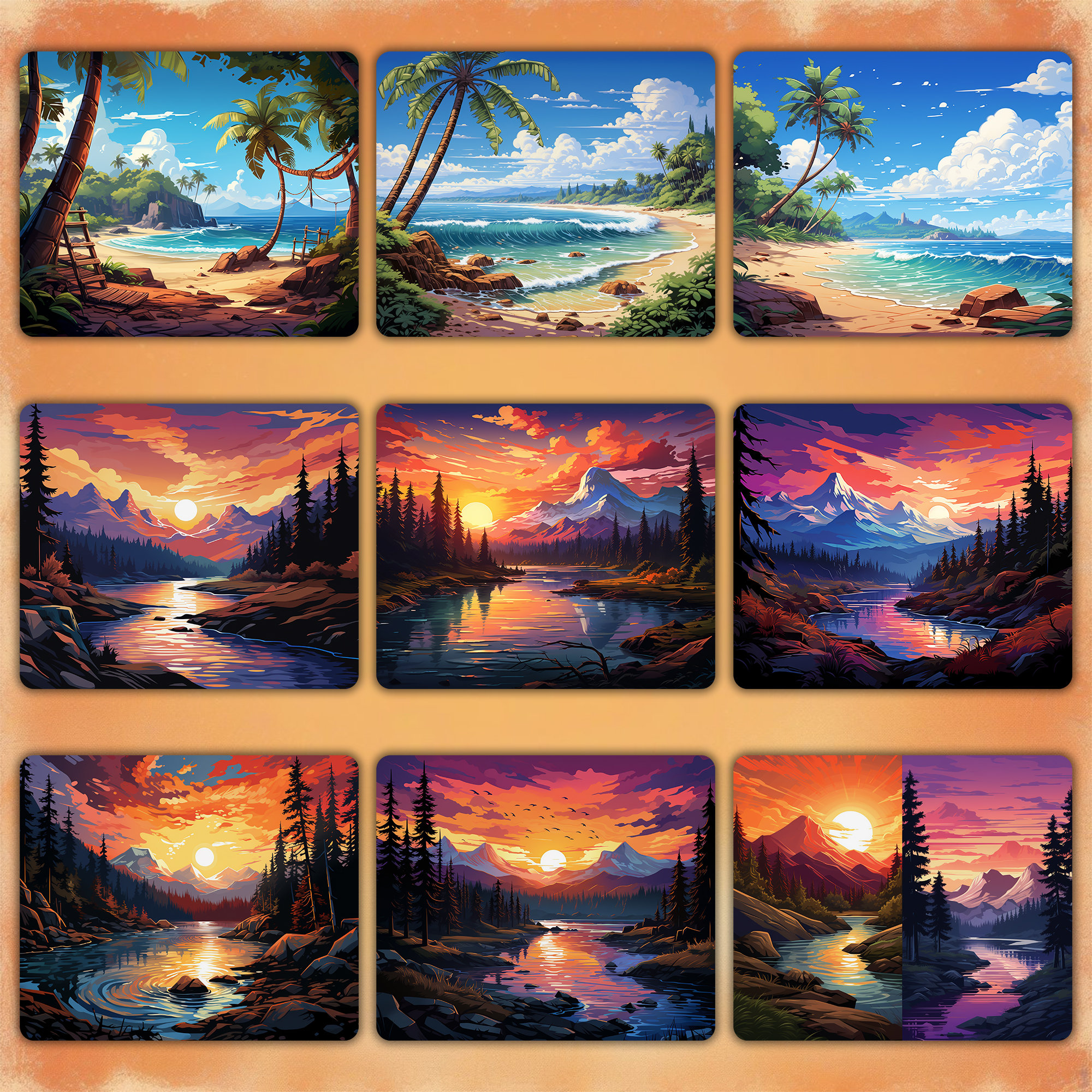 Nature Mouse Pad Sublimation Design Bundle, Mouse Pad Template, Wild ...