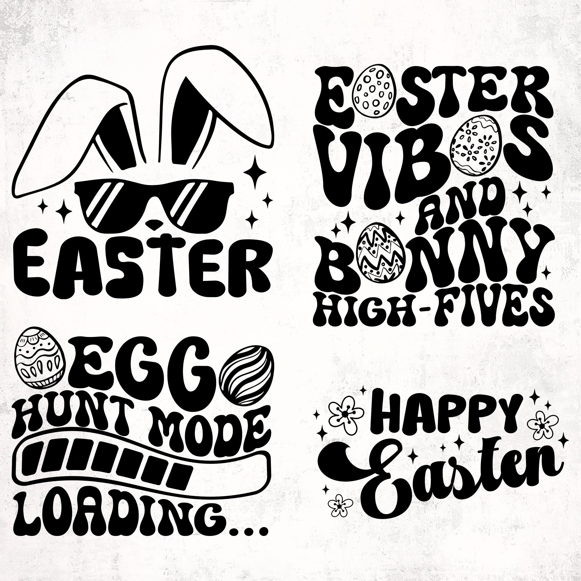 Happy Easter SVG Bundle, Easter SVG, Easter Quotes, Retro Easter Svg ...