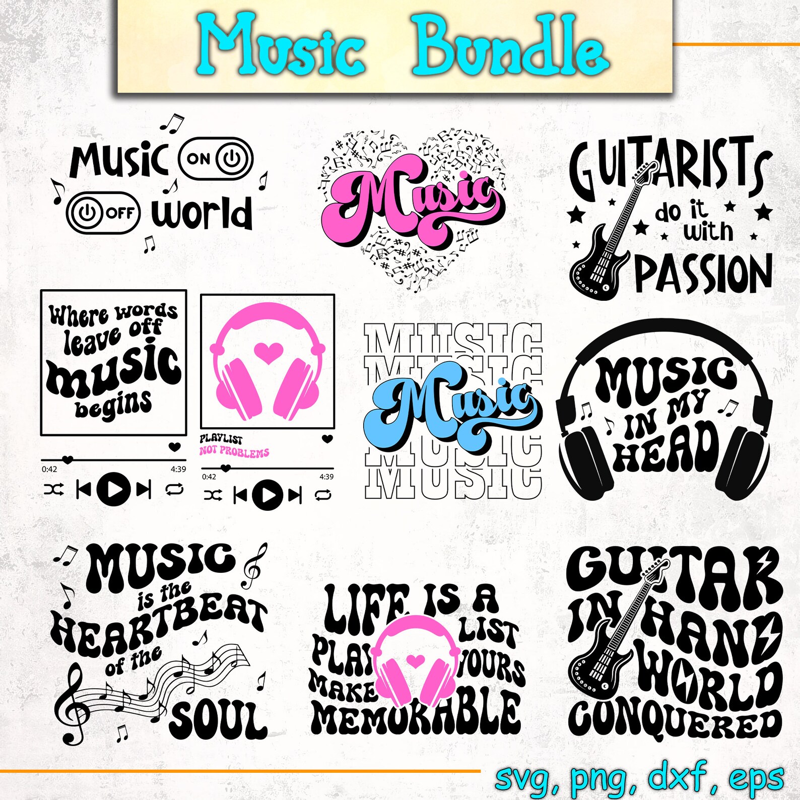 Music Notes Svg Bundle, Music Quotes Svg, Music Lover Quotes Svg, Music ...