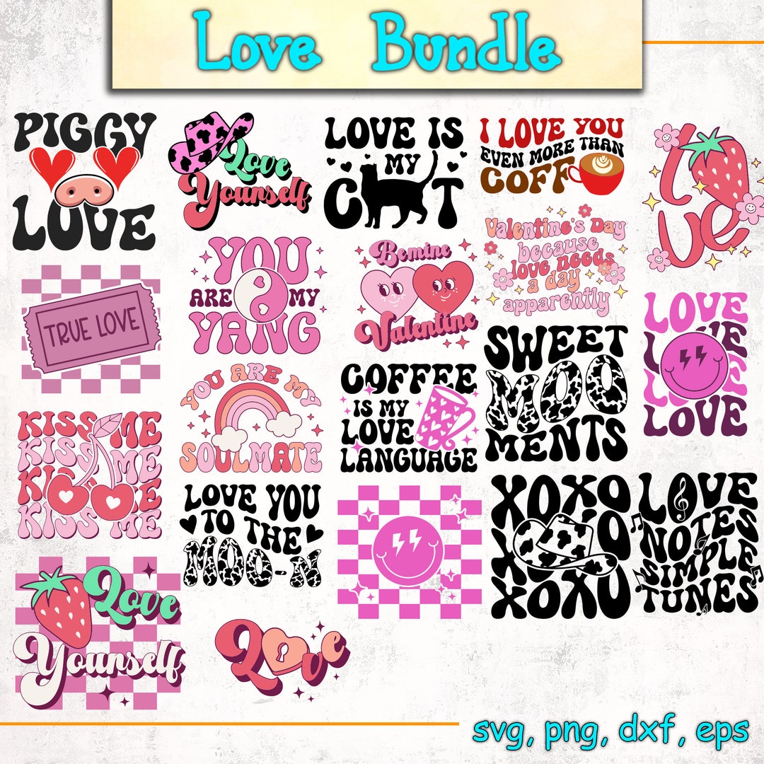 Valentine Svg Bundle, Retro Valentine Svg Bundle, Valentines ...